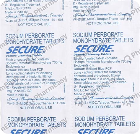 Buy Secure Denture 700 Mg Dental Tablet 4 Online At Flat 15 Off