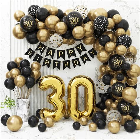 30th Birthday Decorations For Him Her Black And Gold 30th Birthday