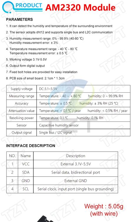 Dht12 Am2320 Digital Temperatureandhumidity Sensor Module Single Bus I2c