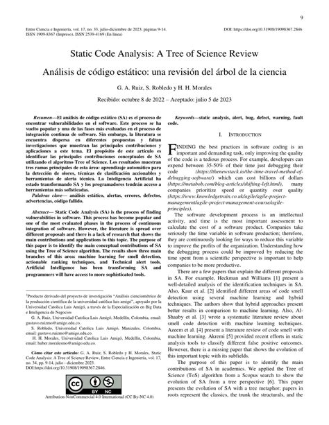 Pdf Static Code Analysis A Tree Of Science Review Análisis De Código Estático Una Revisión