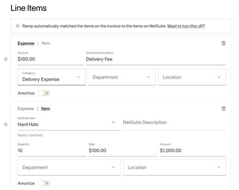 Invoice Line Items Expense Vs Item Ramp