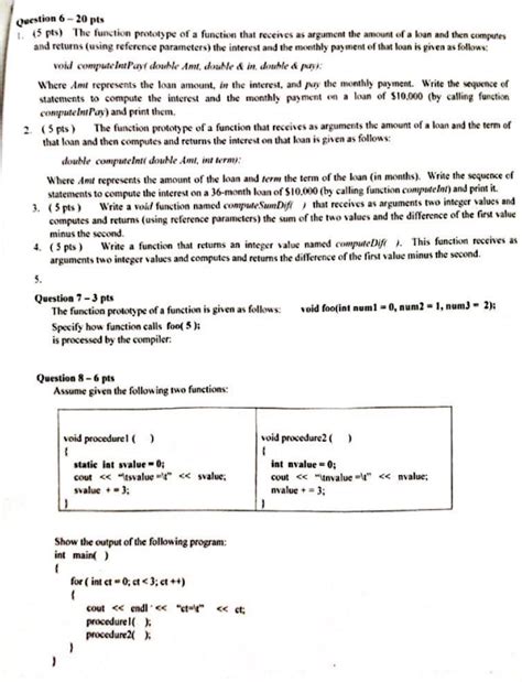 Solved Question 6 20 Pts 1 5 Pts The Function Prototype