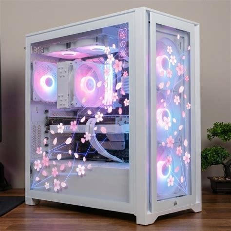 Cyber Sakura Pc Case Skin Cherry Blossom Static Cling For Glass Panel