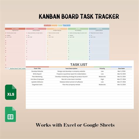 Kanban Board Task Tracker Google Sheets Excel Project Management Tracker Task Priority