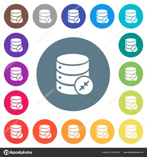 Shrink Database Flat White Icons Color Backgrounds Background Color Variations Stock Vector By