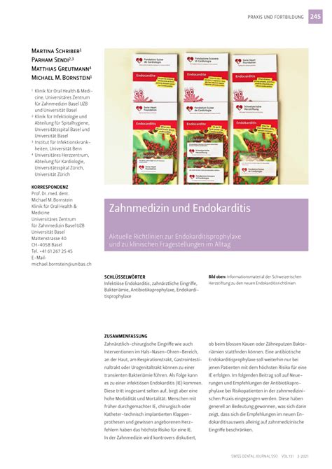 Pdf Dental Medicine And Infective Endocarditis Current Guidelines For Antibiotic Prophylaxis