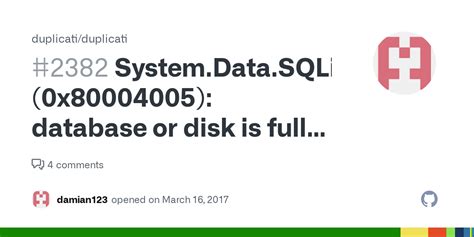 System Data Sqlite Sqliteexception 0x80004005 Database Or Disk Is Full Database Or Disk Is