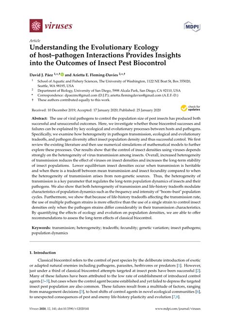 Pdf Understanding The Evolutionary Ecology Of Host Pathogen Interactions Provides Insights