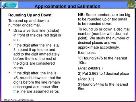 Estimation Approximation And Standard Form