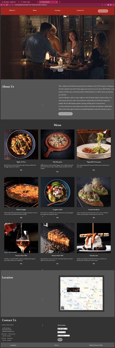 Restaurant Web Design On Behance