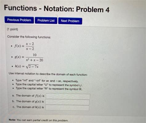 Solved Functions Notation Problem 4 Previous Problem