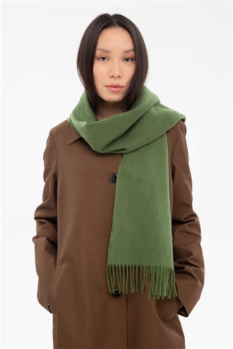Шарф из монгольских кашемира и шерсти цвет Зеленый купить в интернет магазине Alavelarium в