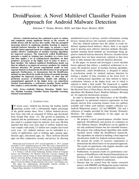 Pdf Droidfusion A Novel Multilevel Classifier Fusion Approach For Android Malware Detection