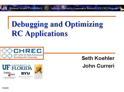 debugging and optimizing rc applications seth koehler john