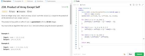leetcode cplusplus dsa productofarrayexceptself arrays… sahid khan