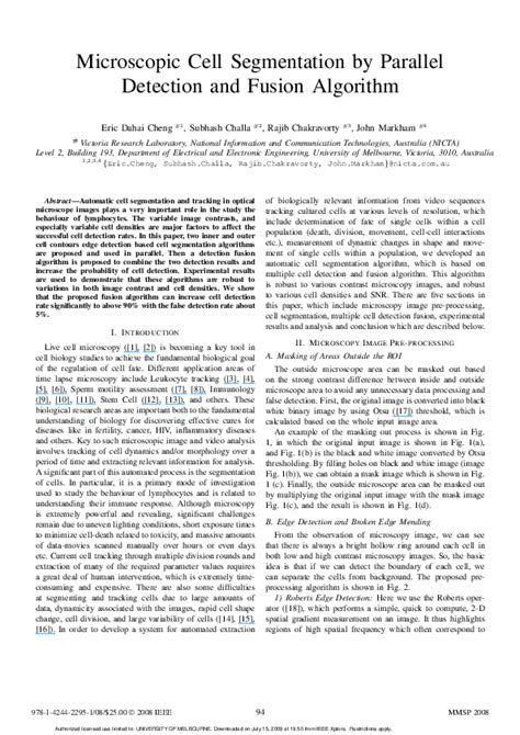 Pdf Microscopic Cell Segmentation By Parallel Detection And Fusion Algorithm John Markham