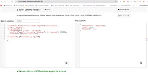 Json схема валидатор