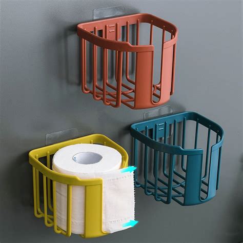Ez803 Multi Purposed Punch Free Toilet Roll Holder For Bathroom Paper