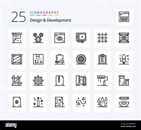 Design And Development 25 Line Icon Pack Including Development Coding