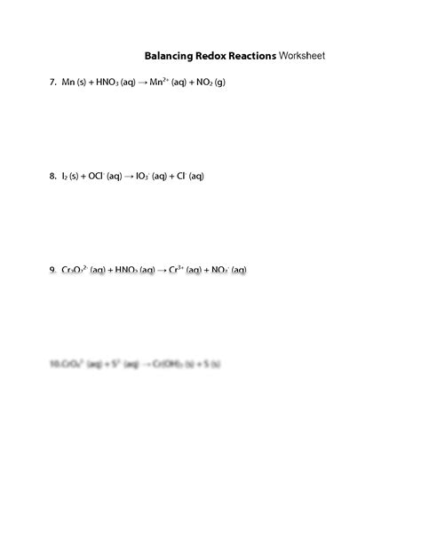 Free Balancing Redox Reactions Worksheet Download Free Balancing Redox Reactions Worksheet Png