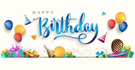생일 축 하에 대 한 풍선 색종이와 선물 상자 디자인 서식 파일 인사말 카드와 포스터에 대 한 행복 한 생일 타이포 그래피 벡터 디자인 생일에 대한 스톡 벡터 아트 및 기타