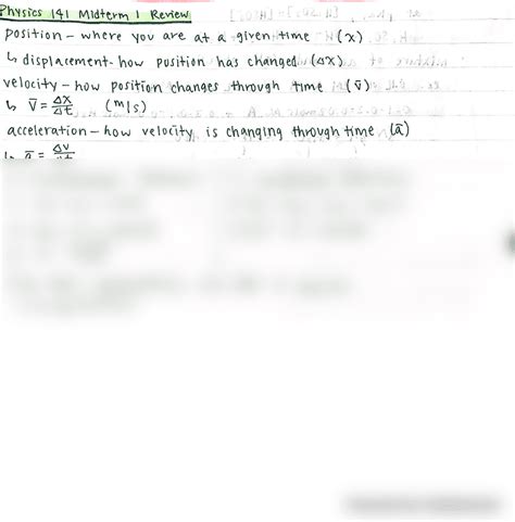 PHYS 141 Midterm Exam 1 Review OneClass