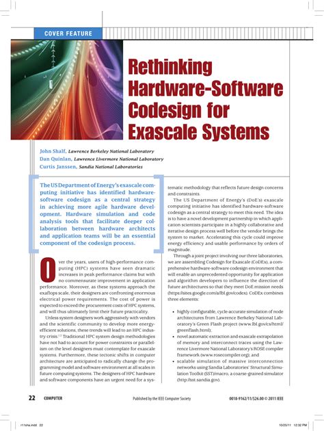 Pdf Rethinking Hardware Software Codesign For Exascale Systems