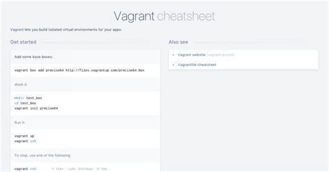 vagrant cheatsheet