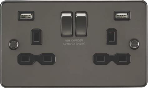 Knightsbridge FPR GM A Gang SP Switched Socket A Outlet Type A USB Charger