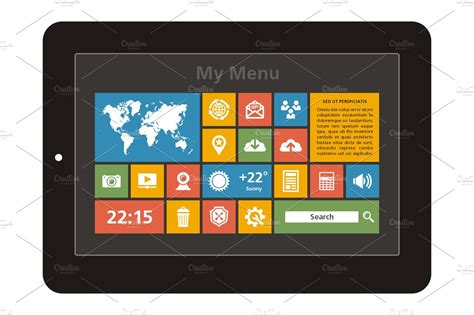 Tablet Interface Vector Icons Set Ipad Mockups ~ Creative Market