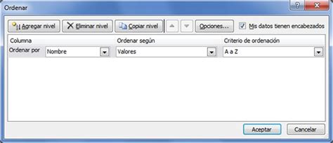Cómo ordenar por dos o más condiciones en Excel Ficha Datos Excel Intermedio