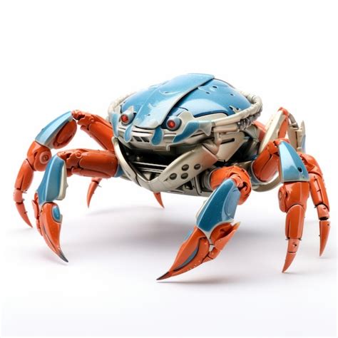 Premium Photo Orange Robot Crab In Hyperrealistic Rendering 3d Shark Design On White Background