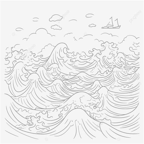 바다의 파도 색칠하기 벡터 기본 간단한 귀여운 만화 바다 파도 개요 흰색 배경에 고립 어린이 색칠 페이지 Png 일러스트 및 벡터 에 대한 무료 다운로드 Pngtree