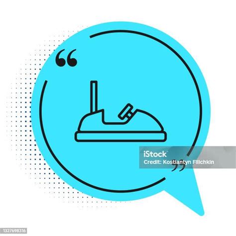 흰색 배경에 격리 된 검은 색 라인 범퍼 자동차 아이콘 유원지 어린이 엔터테인먼트 놀이터 레크리에이션 공원 파란색 음성 버블 기호입니다 벡터 0명에 대한 스톡 벡터 아트 및