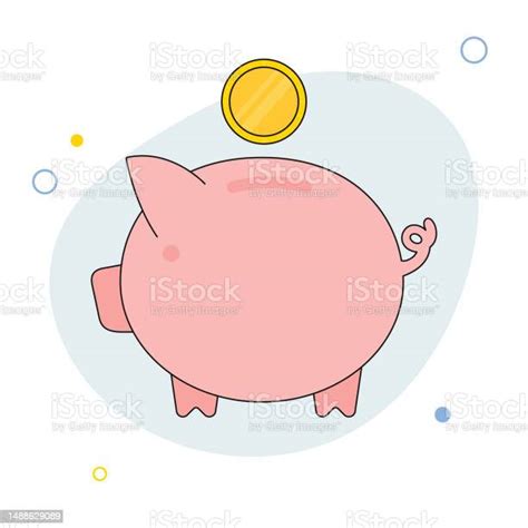 달러 동전이 있는 돼지 저금통 돈 절약 아이콘입니다 벡터 플랫 그림 0명에 대한 스톡 벡터 아트 및 기타 이미지 0명 3차원 형태 가계 Istock