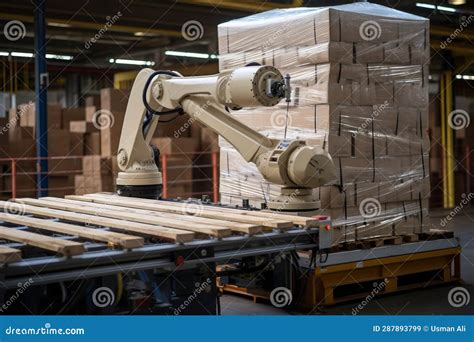 Advanced Palletizing Robot Securing Cargo Ai Stock Illustration Illustration Of Equipment