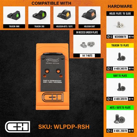 Walther DEFENSE PDP To Trijicon RMR SRO Holosun C C Comp T C H EDC