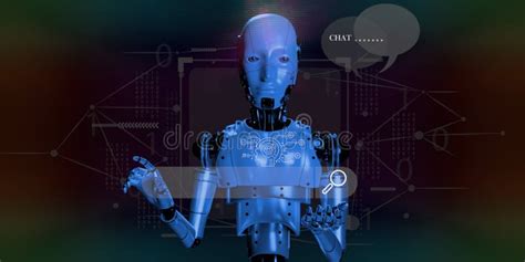 3d robotic deep learning human thoughts chat bot searching business model on element futuristic