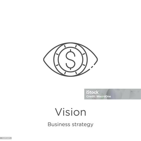 비즈니스 전략 컬렉션에서 비전 아이콘 벡터입니다 얇은 라인 비전 개요 아이콘 벡터 일러스트 레이 션입니다 웹 사이트 디자인 및 모바일 앱 개발을 위한 개요 얇은 라인 비전