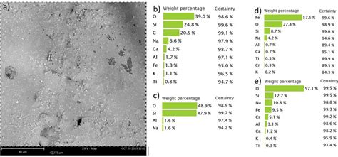 Surface Sem Image Of Standard Sample And Eds Results A Bsd Image B Download Scientific