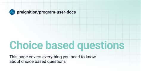 choice based questions preignition program user docs