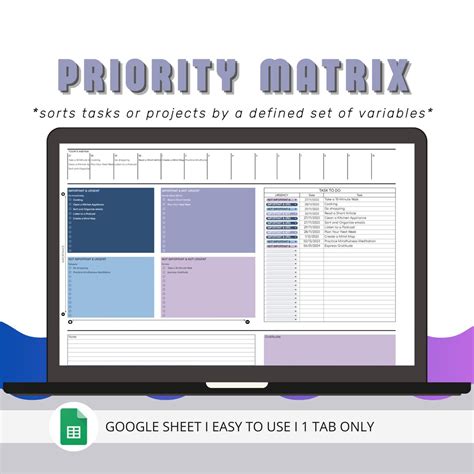 Priority Matrix Excel Template I Decision Matrix Template I To Do List Template Excel I Smart To