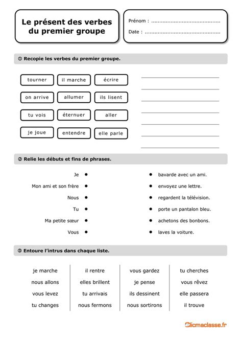 Prsent Des Verbes Du 1er Groupe Exercices Ce2 Pass