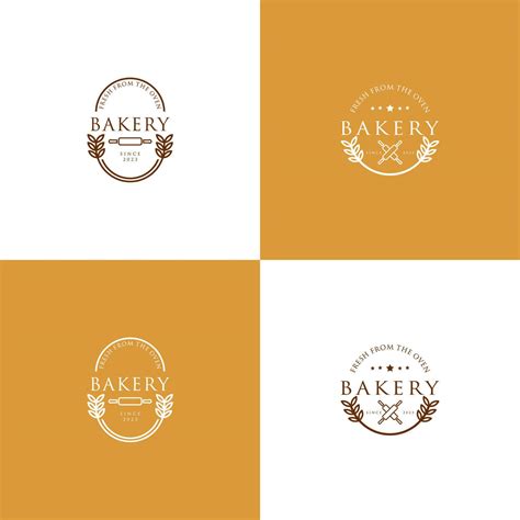 Set Of Bakery Logo Designs Linear Graph Bread And Cake Factory
