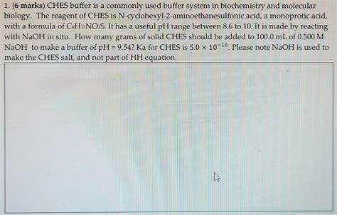 Solved A 1 6 Marks Ches Buffer Is A Commonly Used Buffer