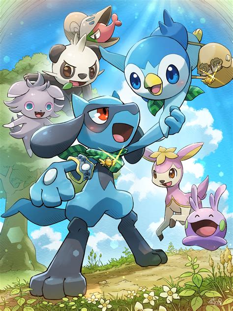 Piplup Goomy Riolu Espurr Pancham And 3 More Pokemon And 1 More Drawn By Yamaori