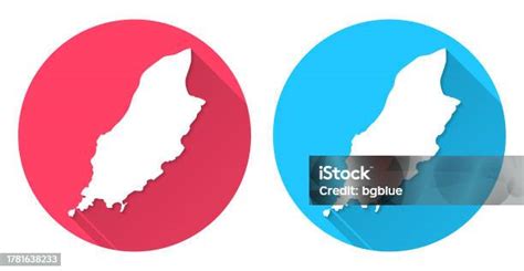 맨 섬 지도 빨간색 또는 파란색 배경에 긴 그림자가 있는 둥근 아이콘 3차원 형태에 대한 스톡 벡터 아트 및 기타 이미지 3차원 형태 곡선 국가 지리적 지역 Istock
