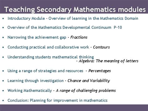 Teaching Secondary Mathematics Module 1 Overview Of Learning