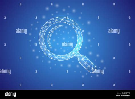 Magnifying Glass Low Poly Symbol With White Connected Dots 3d