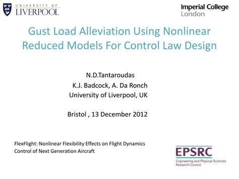 Ppt Gust Load Alleviation Using Nonlinear Reduced Models For Control Law Design Powerpoint